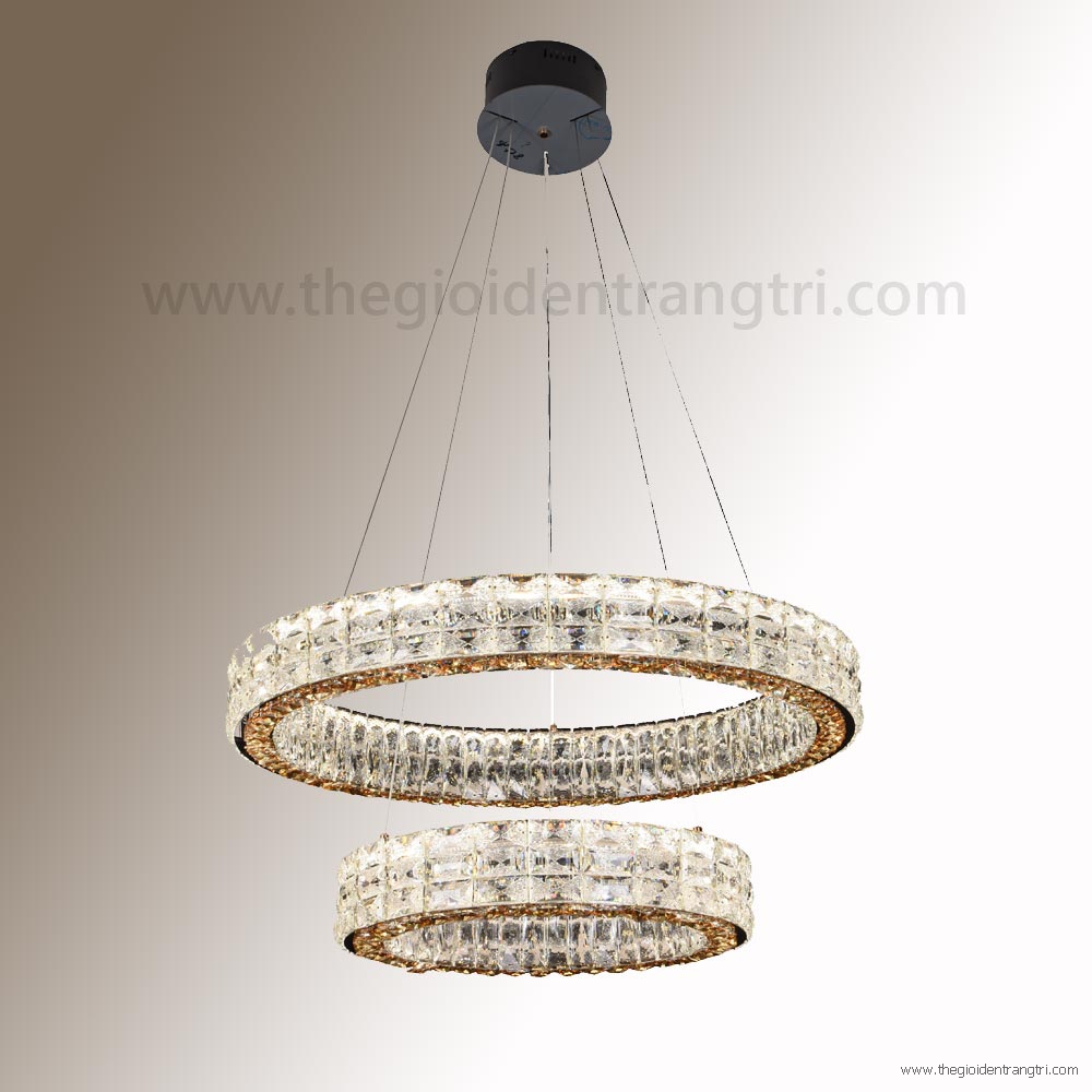 Đèn thả pha lê phòng khách - Đèn thả pha lê 3 vòng hiện đại TH8076-21